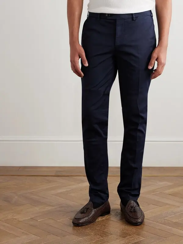 Brunello Cucinelli Slim-fit Tapered Stretch-cotton Twill Trousers