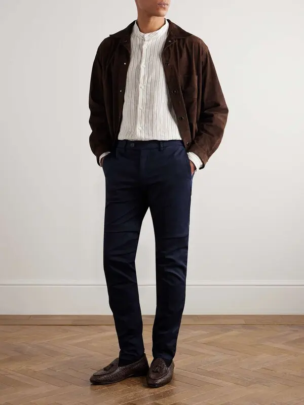 Brunello Cucinelli Slim-fit Tapered Stretch-cotton Twill Trousers