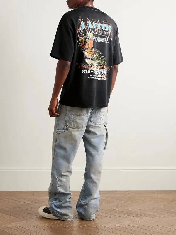 Amiri Sunny Place Logo-print Cotton-blend Jersey T-shirt