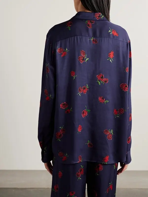 Khaite Argo Printed Silk-twill Shirt - Blue