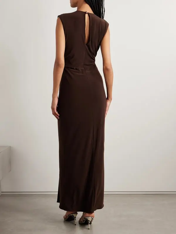 Brandon Maxwell The Serena Embellished Gathered Stretch-jersey Gown - Brown