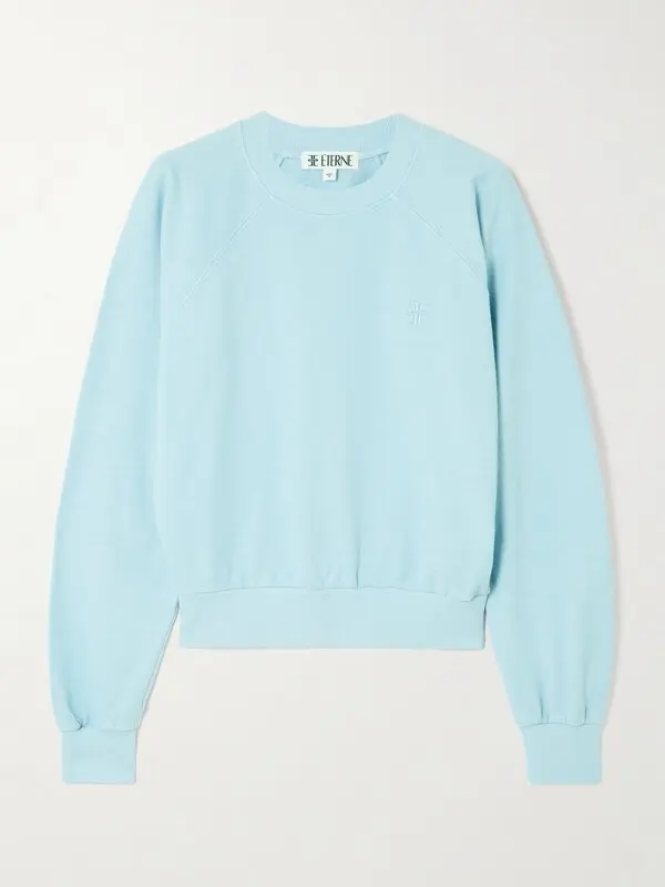 Eterne Sonny Embroidered Cotton-jersey Sweatshirt - Blue