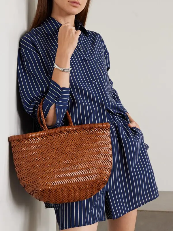 dragon diffusion - Bamboo Triple Jump Small Woven Leather Tote