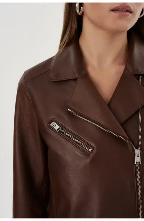 LAMARQUE Valeria Leather Biker Jacket - Brown