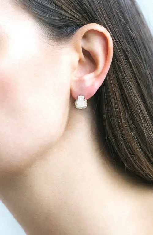 Goshwara Semiprecious Stone Stud Earrings With Diamonds In 18k Gold - White