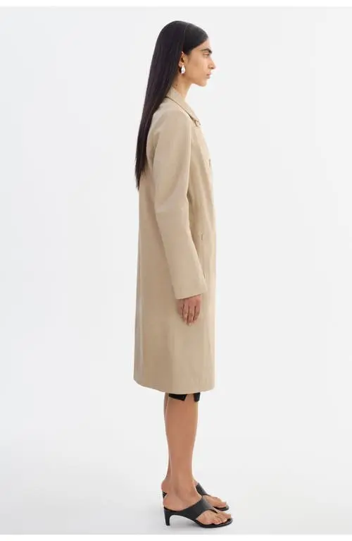 LAMARQUE Longline Leather Coat - Stone