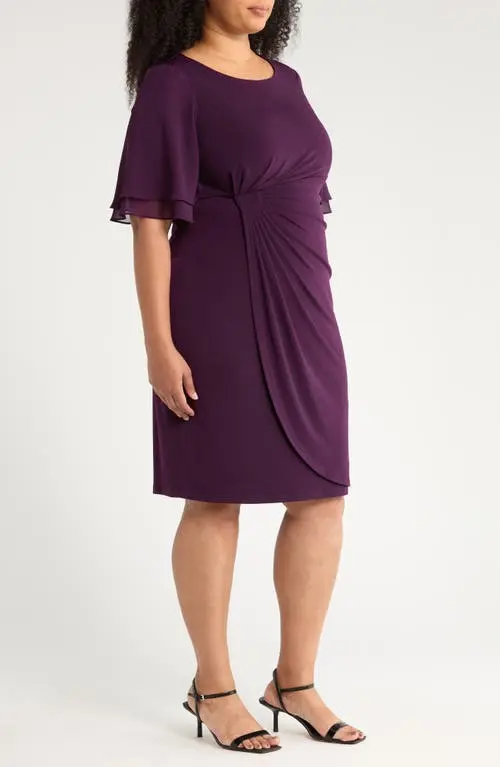 CONNECTED APPAREL Flutter Sleeve Faux Wrap Dress