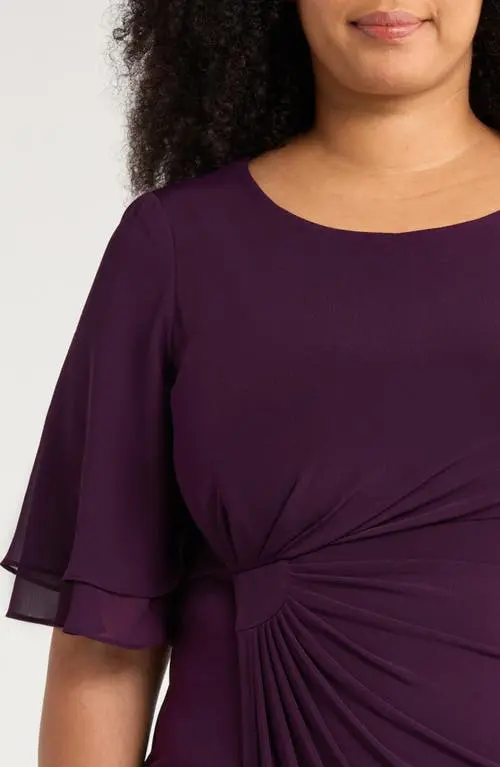 CONNECTED APPAREL Flutter Sleeve Faux Wrap Dress
