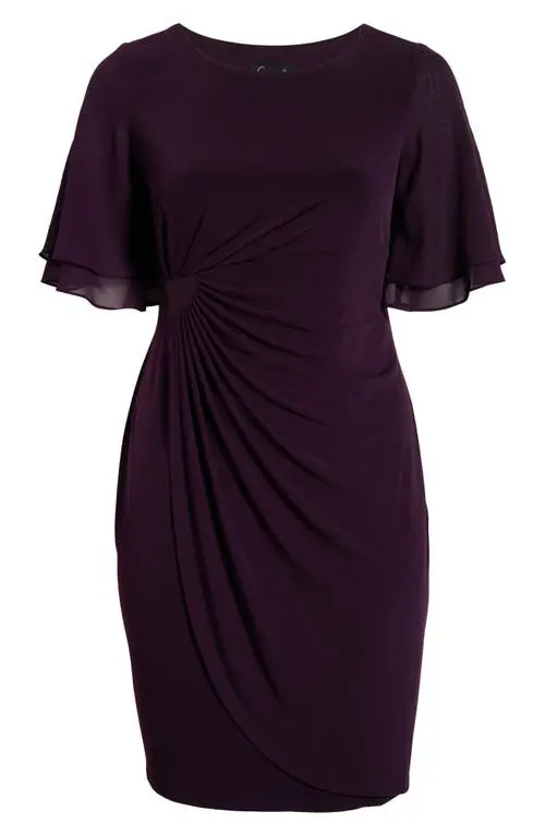 CONNECTED APPAREL Flutter Sleeve Faux Wrap Dress