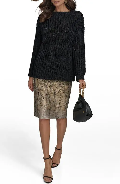 Donna Karan New York Open Stitch Sweater - Black