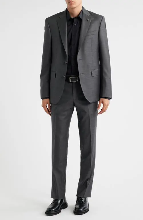 JACK VICTOR Stacie Trim Fit Solid Grey Stretch Super 110s Suit - Charcoal