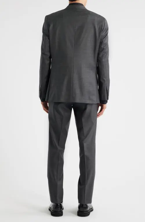JACK VICTOR Stacie Trim Fit Solid Grey Stretch Super 110s Suit - Charcoal