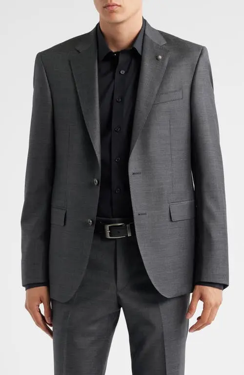 JACK VICTOR Stacie Trim Fit Solid Grey Stretch Super 110s Suit - Charcoal