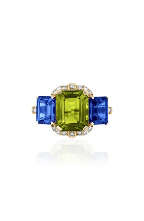 Goshwara Gossip Cocktail Ring With Citrine And Garnet - Bright Green