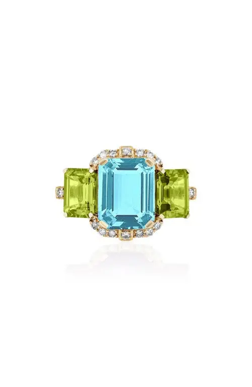 Goshwara Gossip Semiprecious Stone Ring - Pale Blue / Bright Green