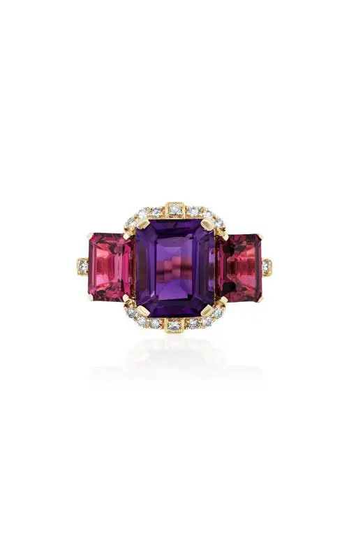Goshwara Gossip Semiprecious Stone Ring - Purple/red