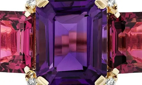 Goshwara Gossip Semiprecious Stone Ring - Purple/red