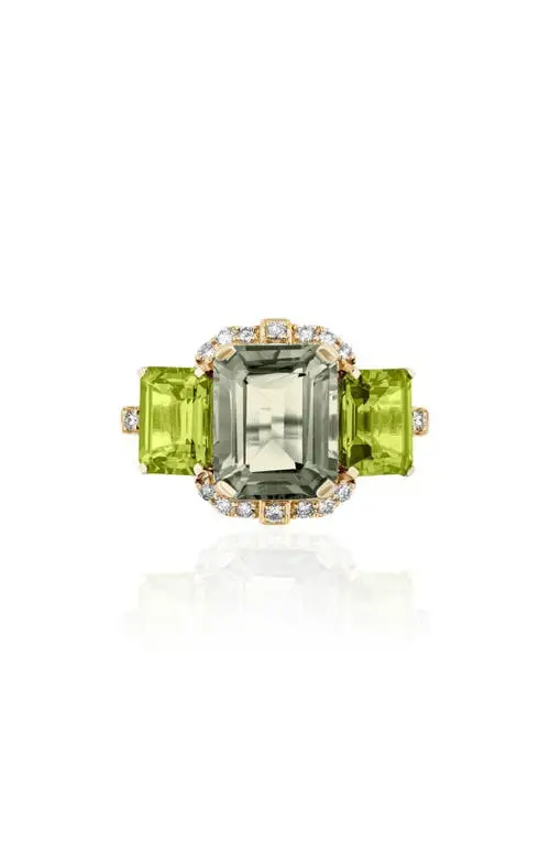 Goshwara Gossip Cocktail Ring With Citrine And Garnet - Translucent Green