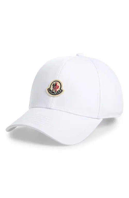 Moncler Logo Patch Adjustable Baseball Cap - White