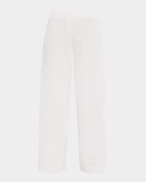 Brunello Cucinelli Linen-silk Paillette Knit Pull-on Pants - Cj159 White