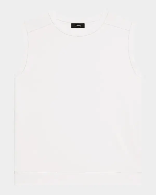 Theory Sleeveless Top With Open-stitch Trim - White