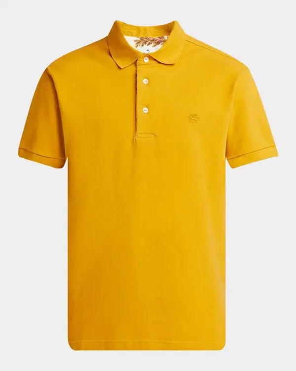 Etro Cotton Logo-embroidered Polo Shirt - Ochre 2