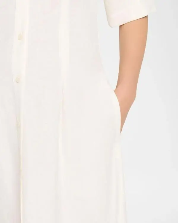 Simkhai Claudine Linen-blend Midi Shirt Dress - White