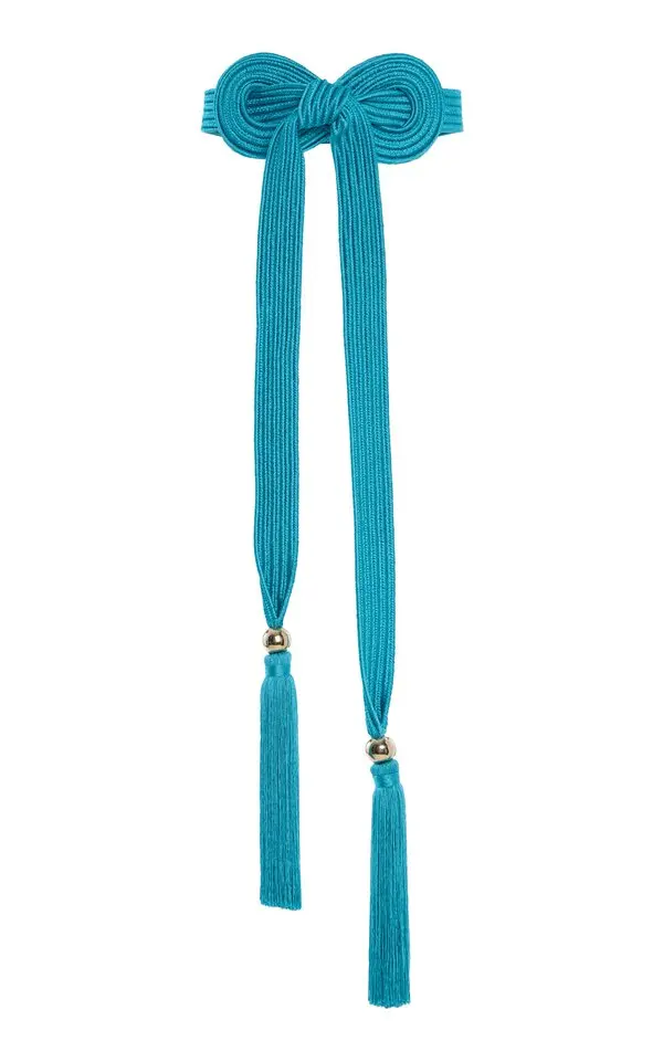 Carolina Herrera Trapunto Bow Belt - Turquoise