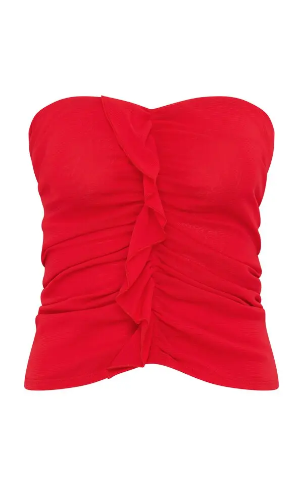 Paris Georgia Minimal Ruffle Tube Top - Red