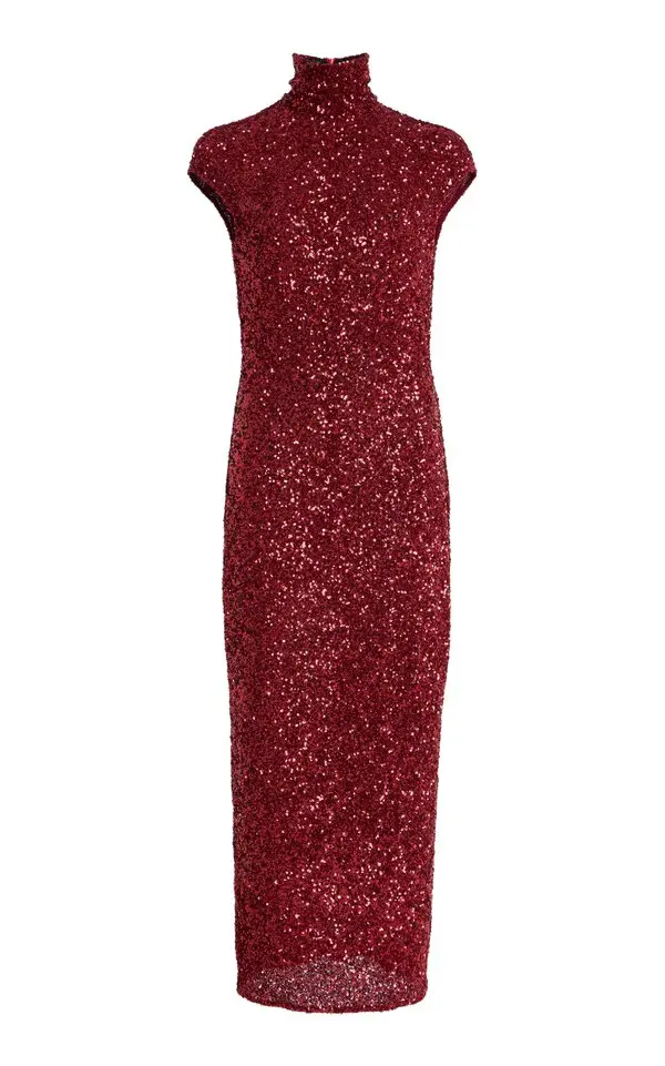 CARLA ZAMPATTI Crushed Sequin Midi Dress