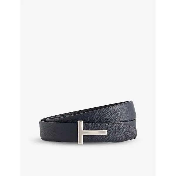 TOM FORD Reversible Leather Belt - Navy Black