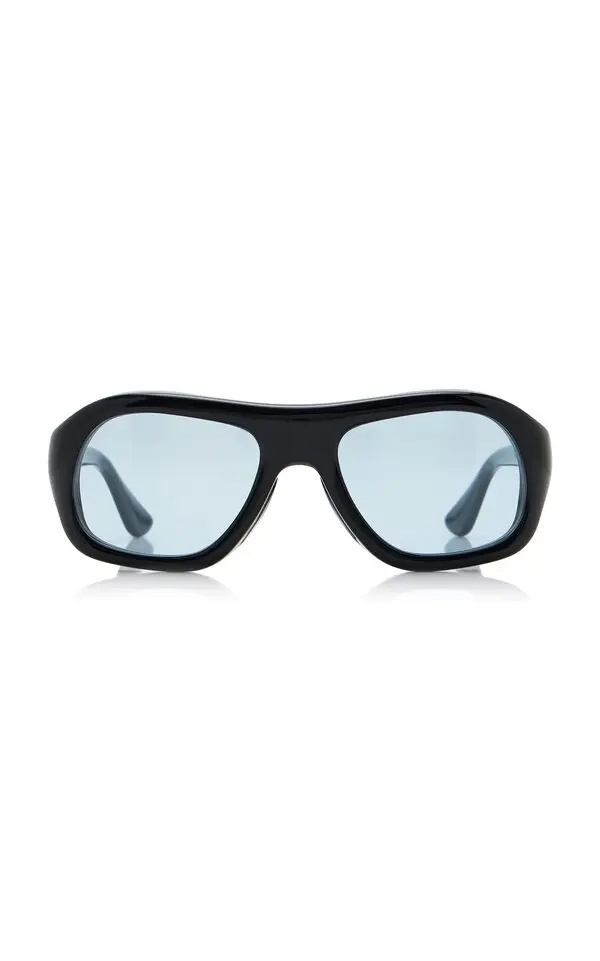 PORT TANGER Aviator-frame Acetate Sunglasses - Black