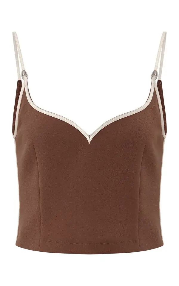 Paris Georgia Heart Bonded Jersey Vest Top - Brown