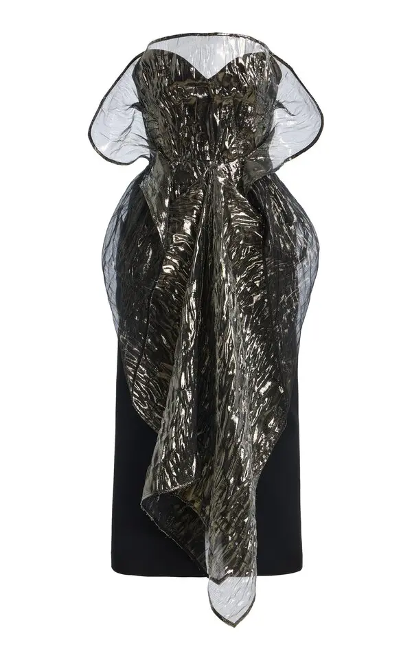 Maticevski De La Cruz Silk-detailed Crepe Midi Dress - Silver