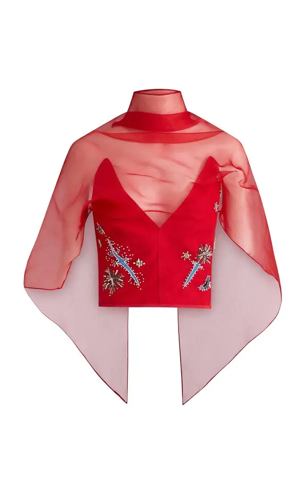 Maticevski Rebel Cause Bead-embroidered Top - Red
