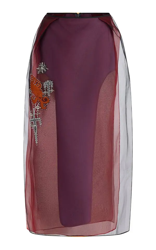 Maticevski Improvisation Beaded Silk-organza Midi Skirt