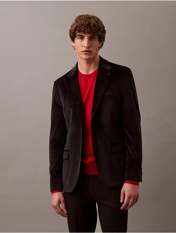 Calvin Klein Velvet Slim Blazer - Black