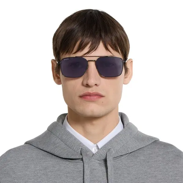 Gucci Specialized Fit Rectangle Sunglasses - Silver