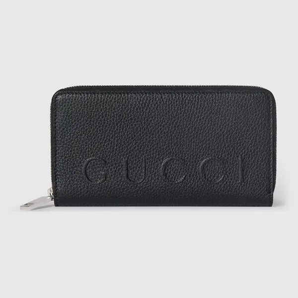 Gucci Zip Around Wallet With Logo - Black