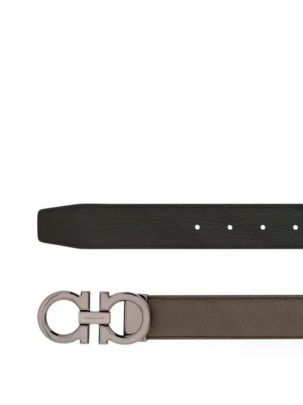 FERRAGAMO Double-circle Buckle Leather Belt - Brown