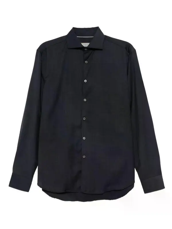 Canali Oxford Wool Shirt - Blue