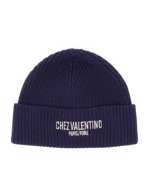 Valentino Garavani Cotton-wool Beanie - Blue