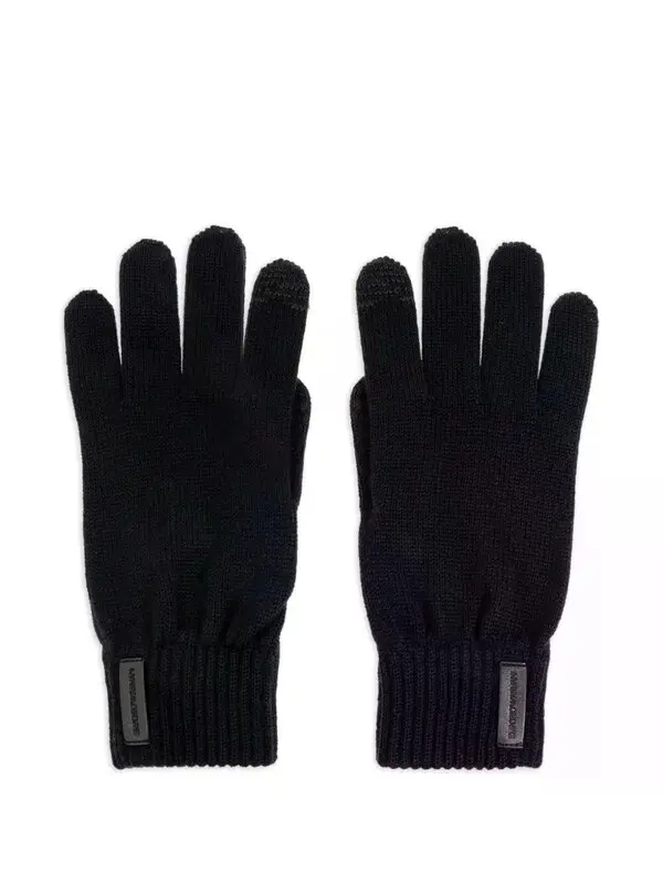 Emporio Armani Logo-patch Gloves - Black