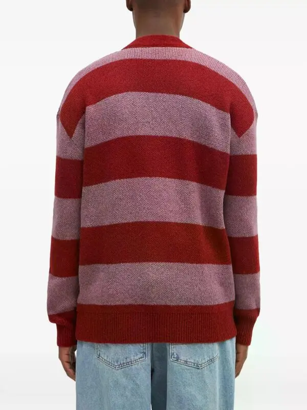 Aries Striped Cardigan - Red