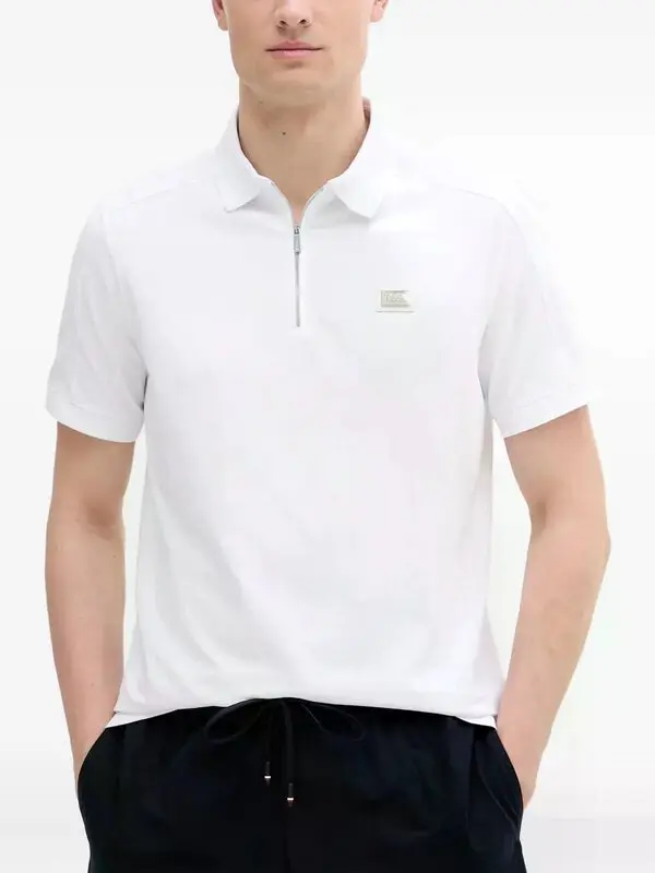 Karl Lagerfeld Zip-neck Logo-patch Polo Shirt