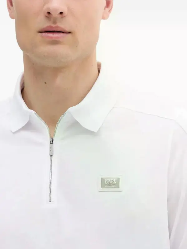 Karl Lagerfeld Zip-neck Logo-patch Polo Shirt