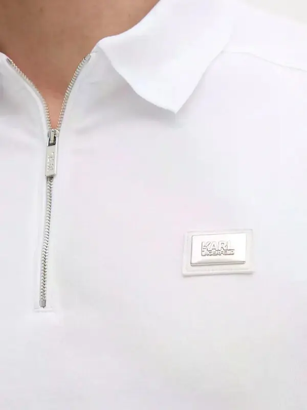 Karl Lagerfeld Zip-neck Logo-patch Polo Shirt