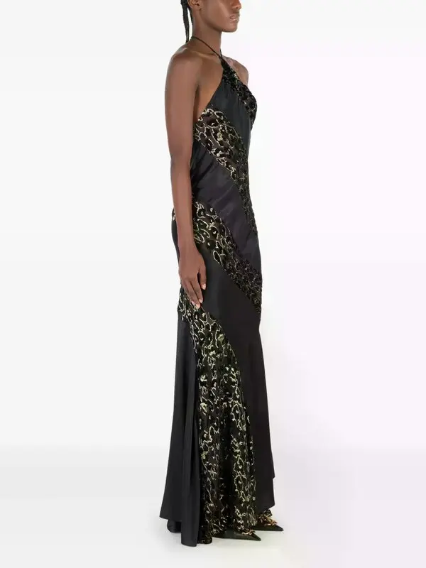slim fit dress slacks Roberto Cavalli Gold Sequin Mesh Mini Dress – Outfit Repeater main image 0