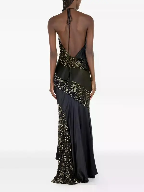 Roberto Cavalli Animal-Print Halterneck Dress In Z0309 Black Gold - 48% Off  | Editorialist