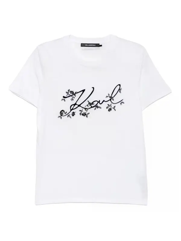 Karl Lagerfeld Logo-embroidered T-shirt - White